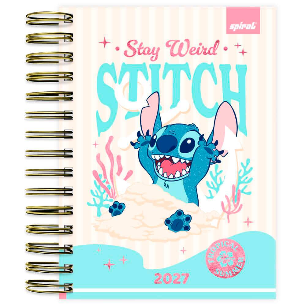 Agenda diária 2027, Stitch, 176 folhas, 2750962, Spiral Ds - PT 1 UN ...