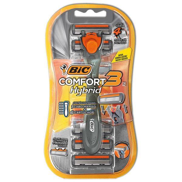Aparelho de barbear comfort 3 Hybrid, com 6 cartuchos, preto, 971050 ...