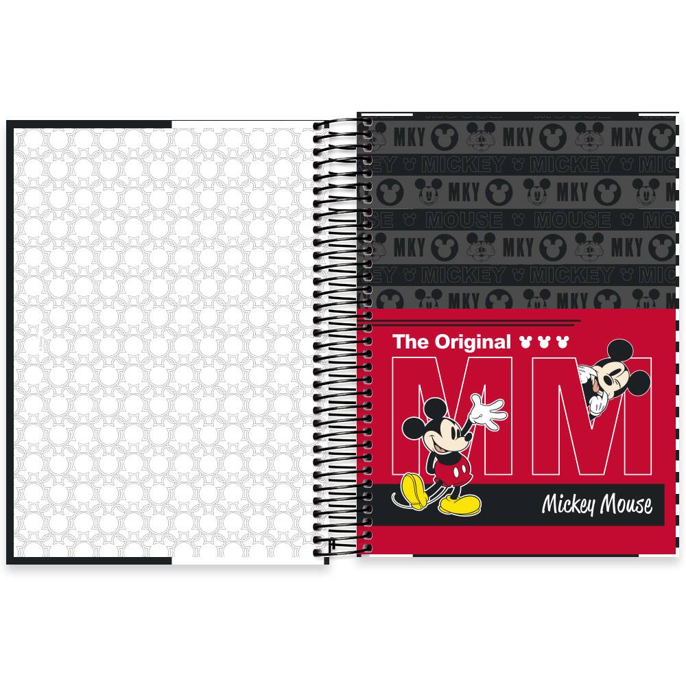 Caderno universitário capa dura 10x1 160 folhas, Disney Mickey Clássico ...