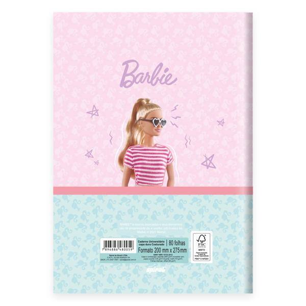 Caderno Universitário Capa Dura Costurado 80 folhas, Barbie, Spiral ...