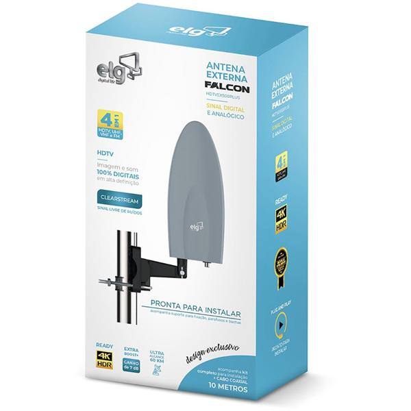 Antena Digital externa com cabo 10 metros, HDTVEX500P, Elg - CX 1 UN ...