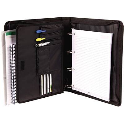 Fichário Universitário com 10 folhas nylon azul 4 argolas com zíper ...