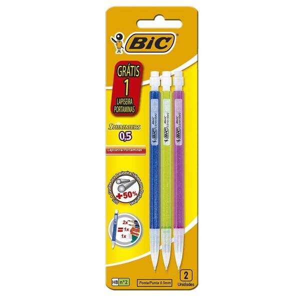 Lapiseira BIC Shimmers 0.5mm, Corpo Colorido Brilhante, Borracha na ...
