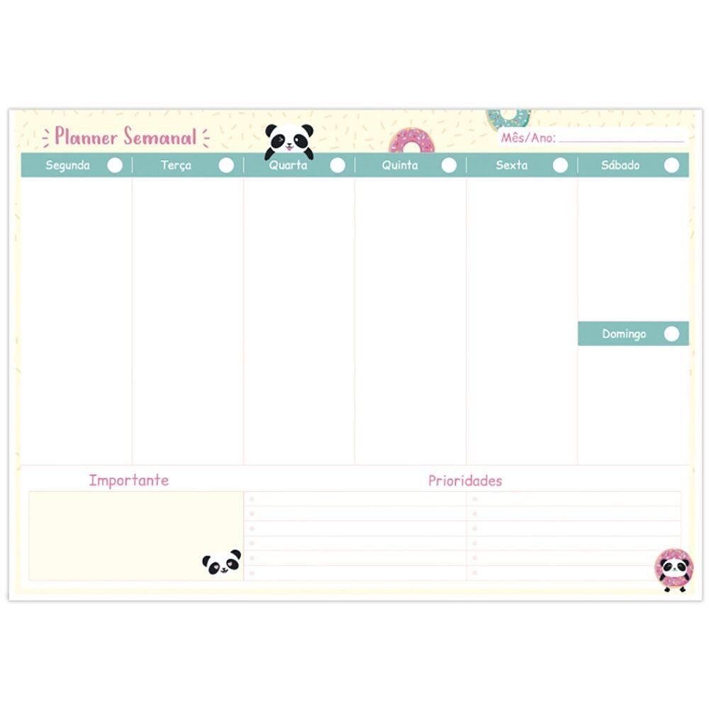 Planner Semanal Panda 60 Folhas 2332126 Spiral Ten PT 1 UN 