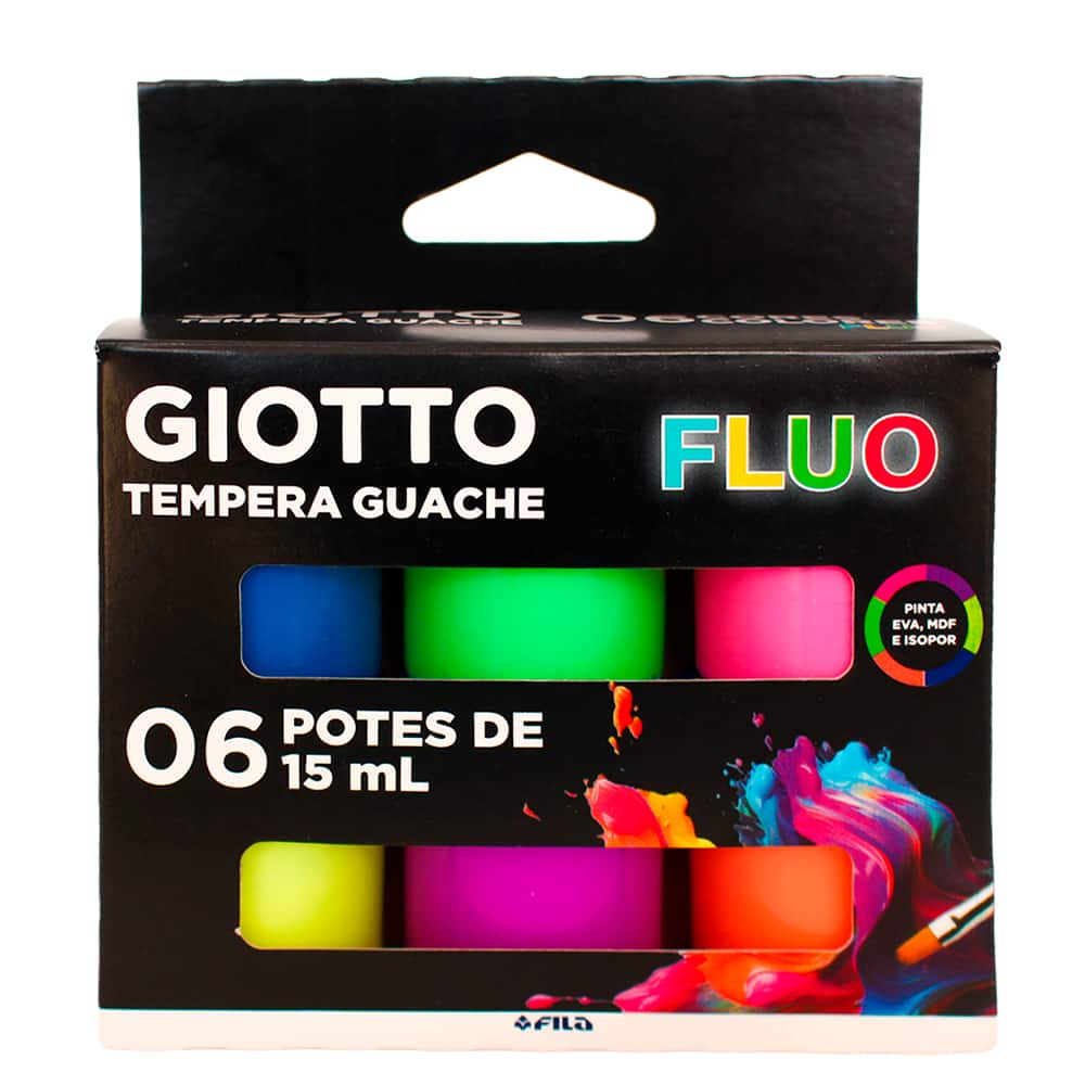 Tinta guache fluorescente, 6 Cores, 15ml, 020000, Giotto - CX 1 UN ...