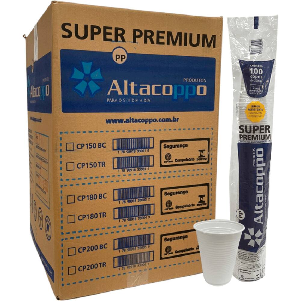 Copo plástico descartável 200ml PP brancp Altacoppo CX 1 UN - Coffee ...