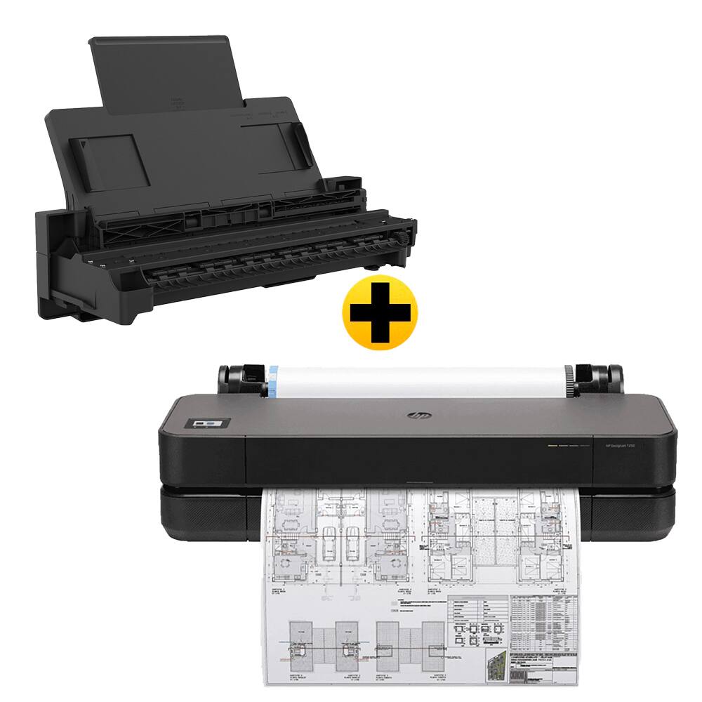 Impressora plotter 24", Designjet T250, 5HB06A + Alimentador automático ...
