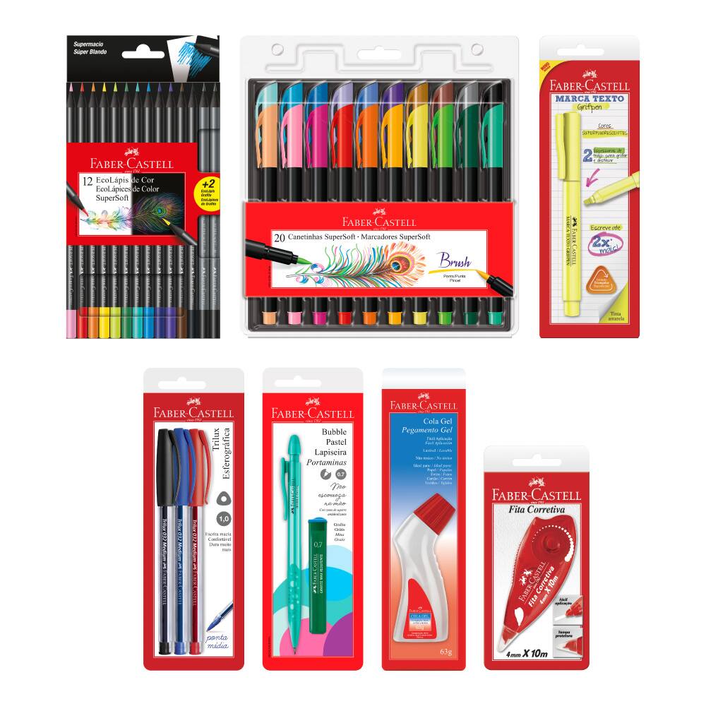 Kit Escolar Fundamental 2 Completo Faber-Castell PT 1 UN - Escrita ...